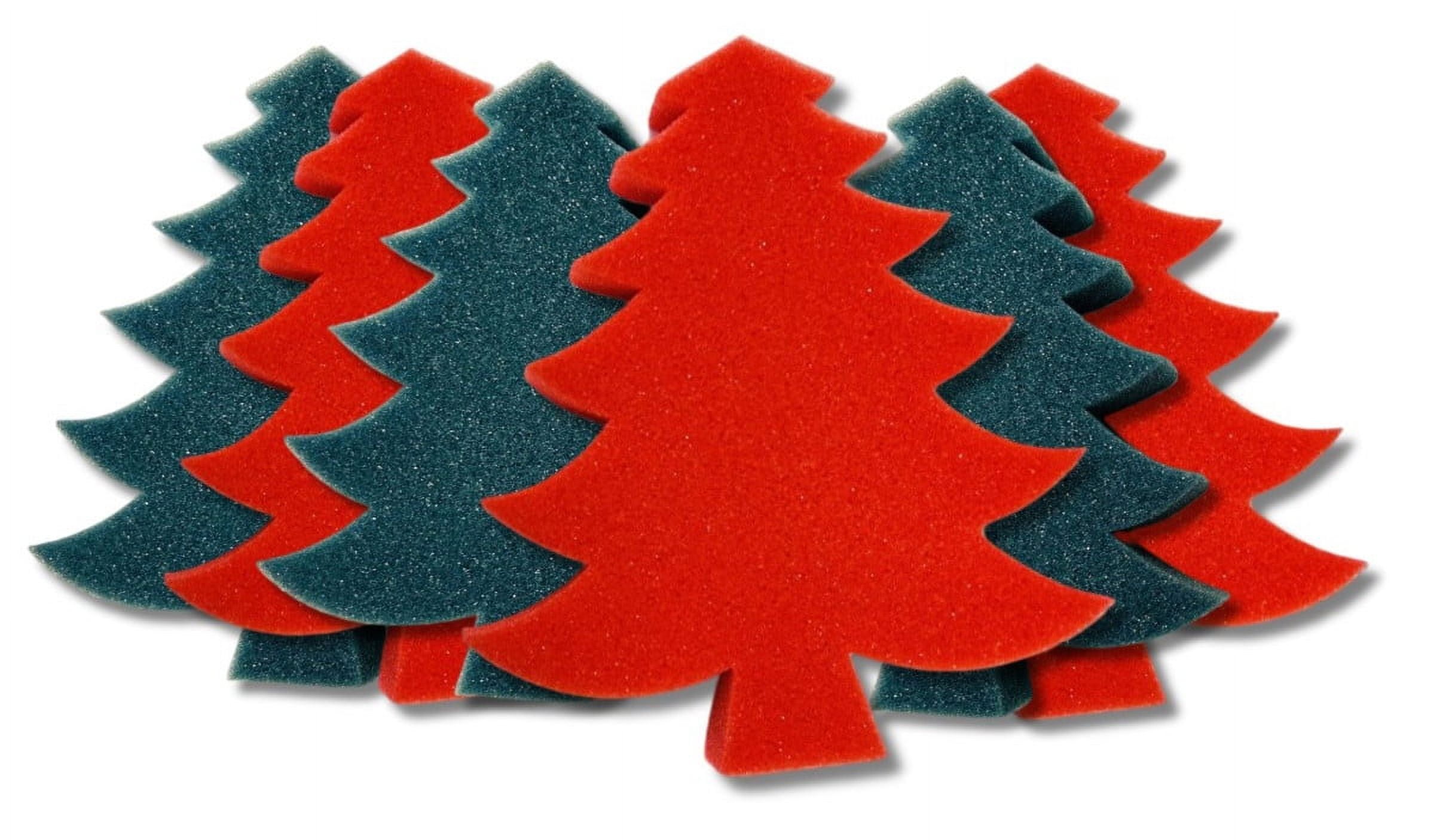 Jetz-Scrubz Christmas Tree Sponges - Set of 6 (3 Green & 3 Red) All ...
