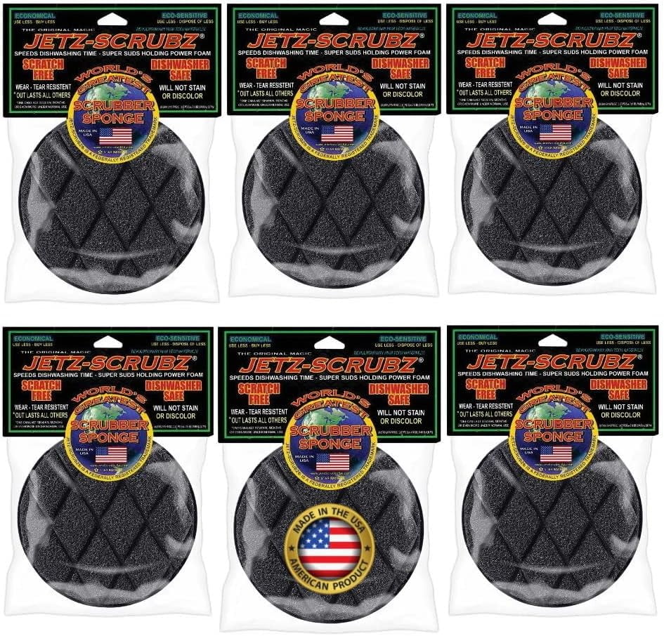 Jetz-Scrubz Classic Round Kitchen Scrubber Sponge Value Pack (Pack of 6 ...