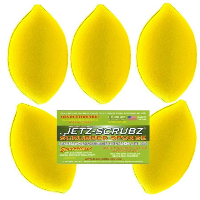 Jetz-Scrubz Lemon Shaped Kitchen Scrubber Sponges, Value Pack (5 Pack ...
