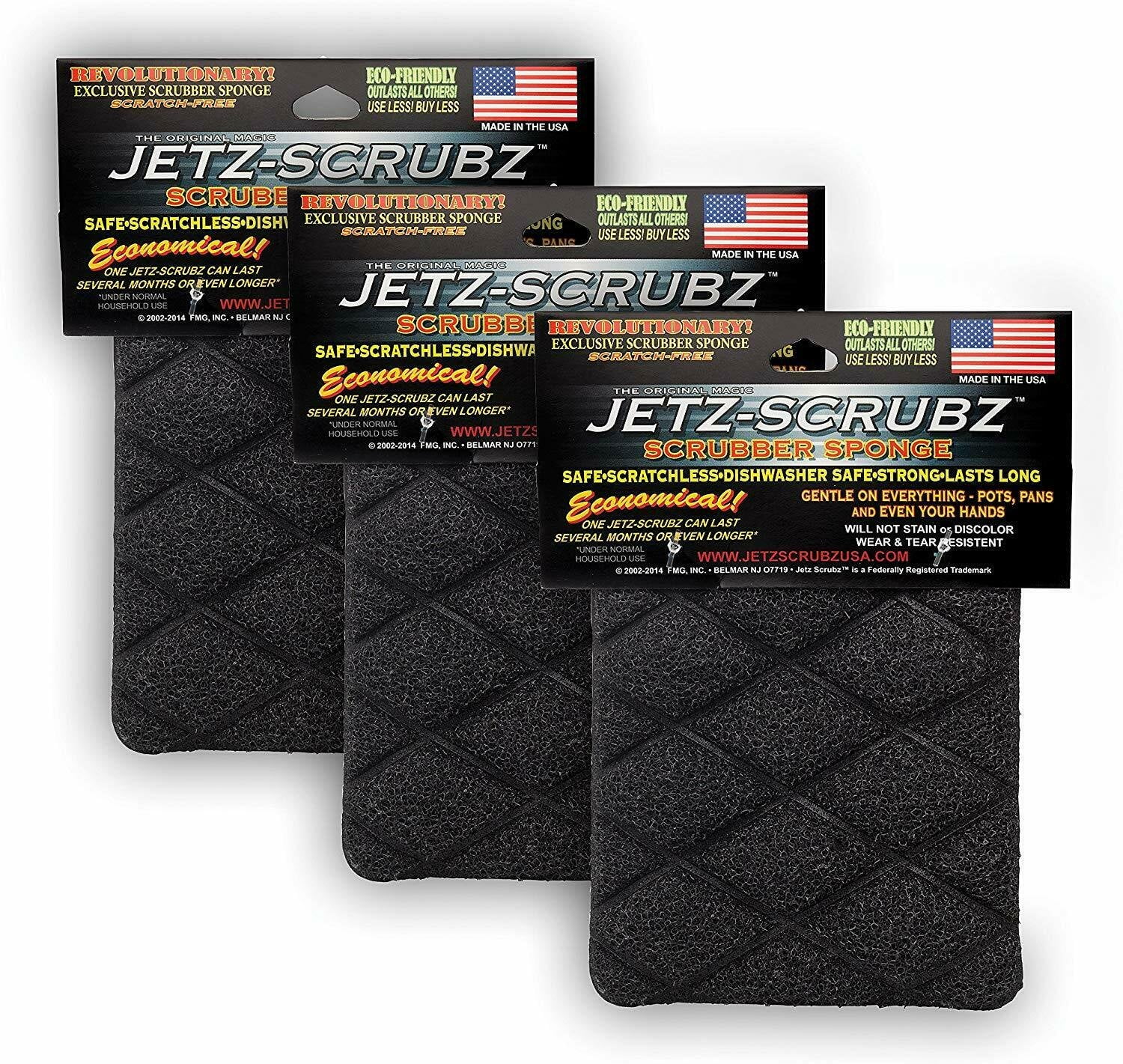 Jetz Scrubz Non-Scratch Long-Lasting Scrubber Kitchen Sponge - Square 3 ...