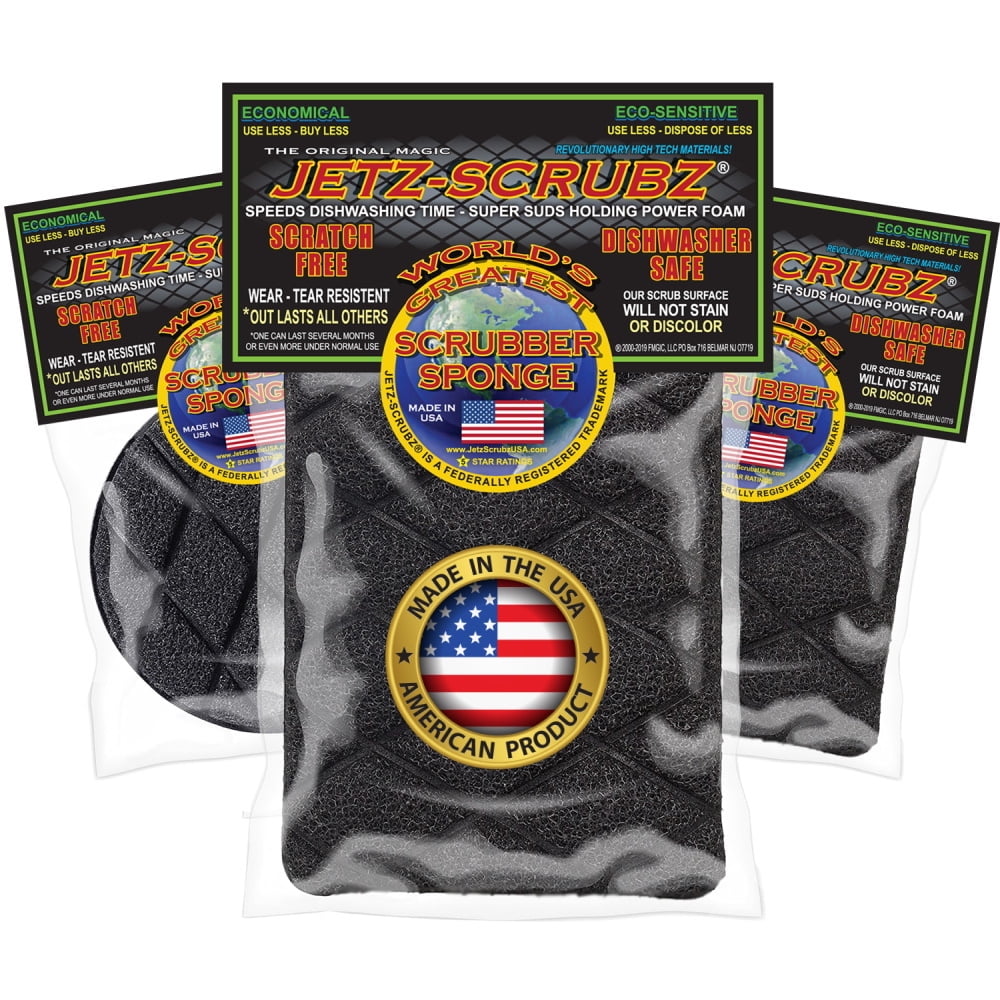 Jetz-Scrubz TRIO Black Kitchen Scrubber Sponges, Set of 3 - Walmart.com