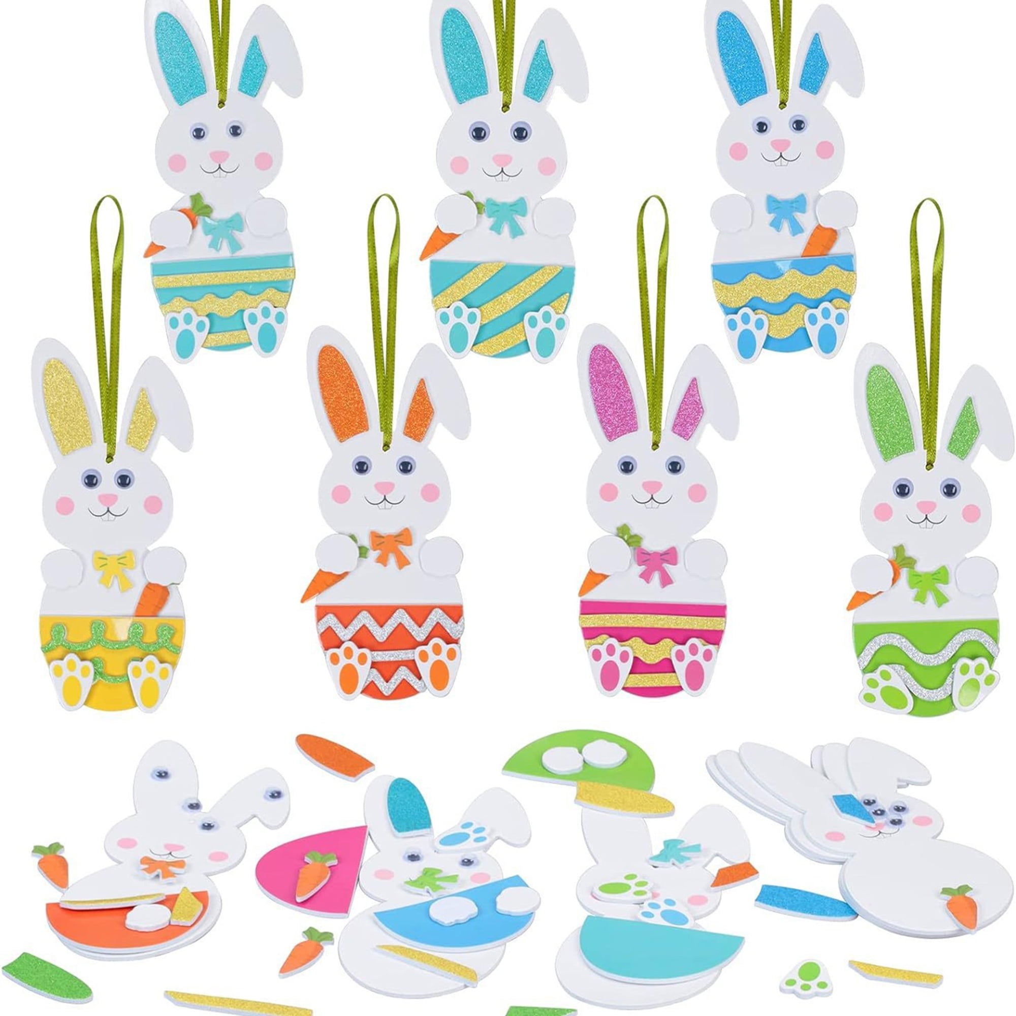 JeuaPho 12 Pack Easter Bunny Crafts for Kids, Felt Rabbit Hanging ...