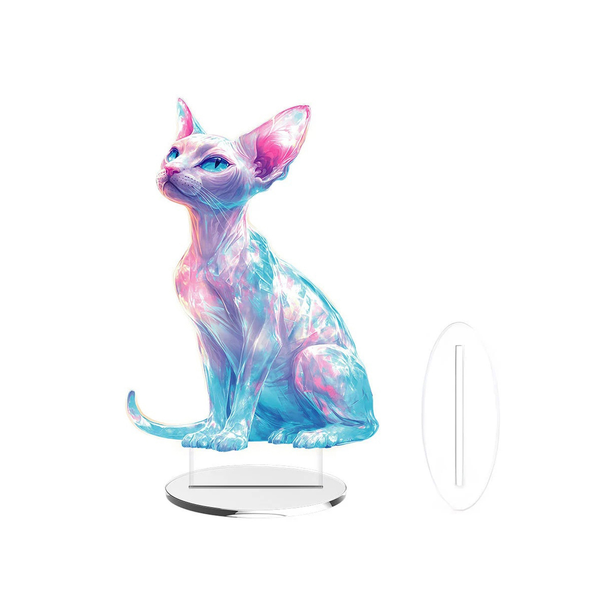 JeuaPho Cat Table Decorations Crystal Cat Figurine Small Acrylic Flat ...