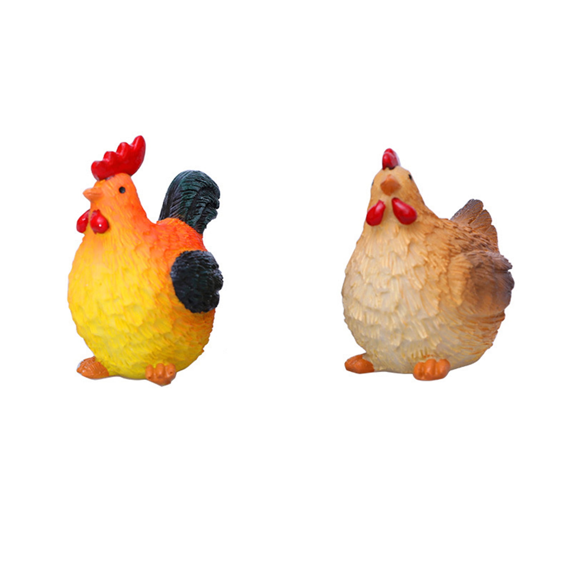 JeuaPho Easter Chicks Decorations Set of 2 Rooster and Hen Resin Small ...