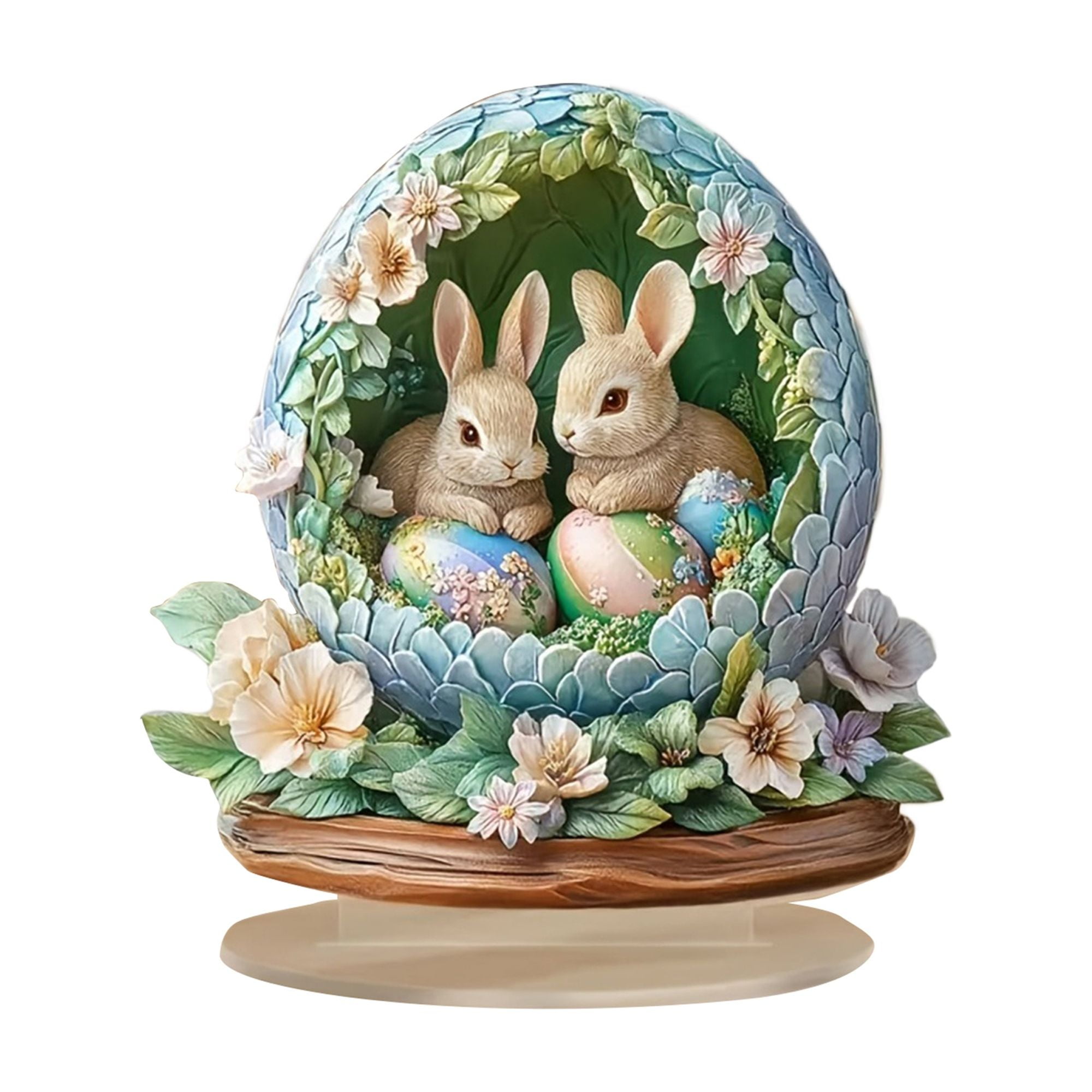 JeuaPho Easter Desk Decorations Cute Bunny in Egg Table Sign Flat ...