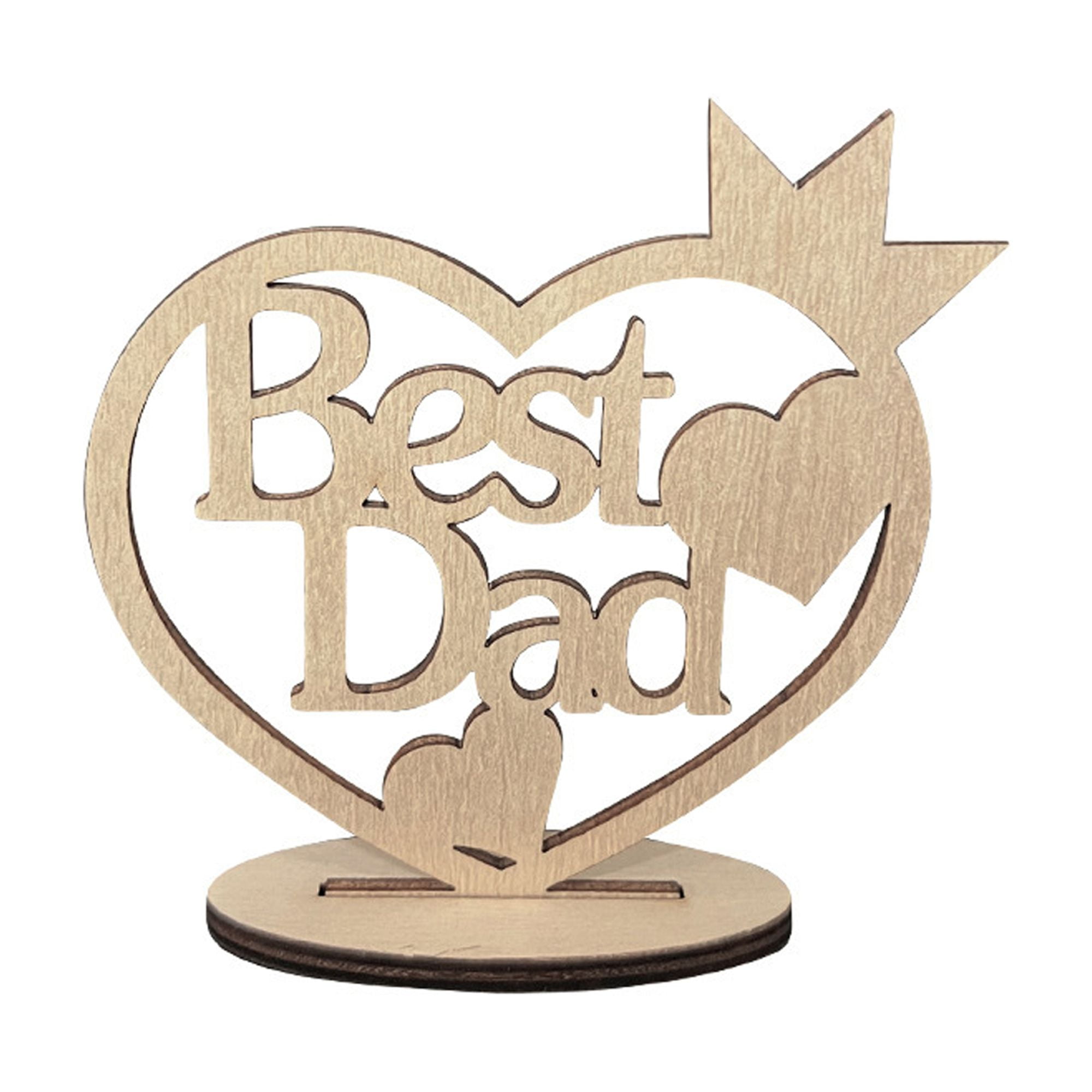 JeuaPho Father Day Decor Wooden Hollowed Heart Sign Happy Father's Day ...