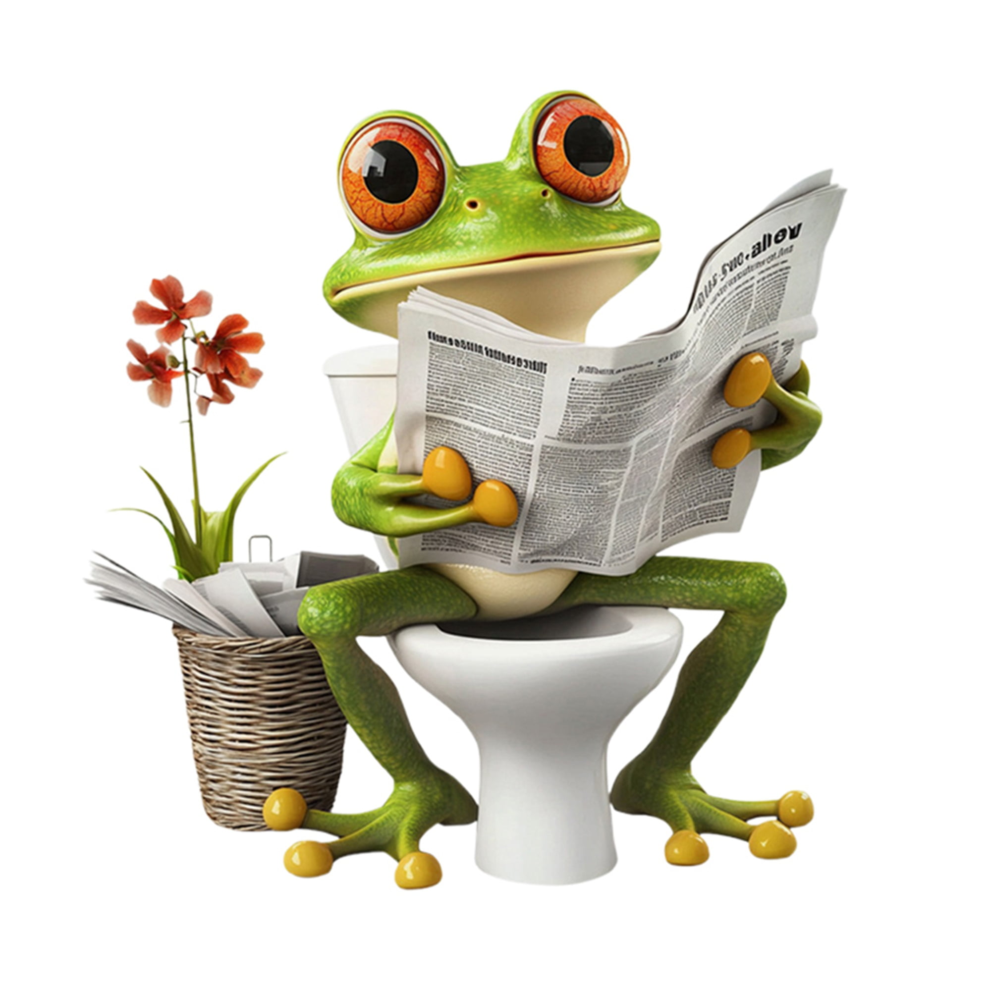 JeuaPho Frog Toilet Decals Reading Newspaper Green Frog Pattern ...