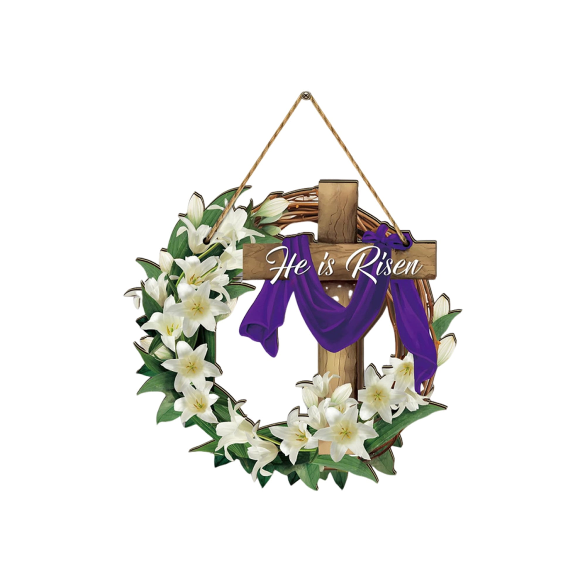 JeuaPho He is Risen Easter Decoration Wooden Cross Sign Door Wall Signs ...