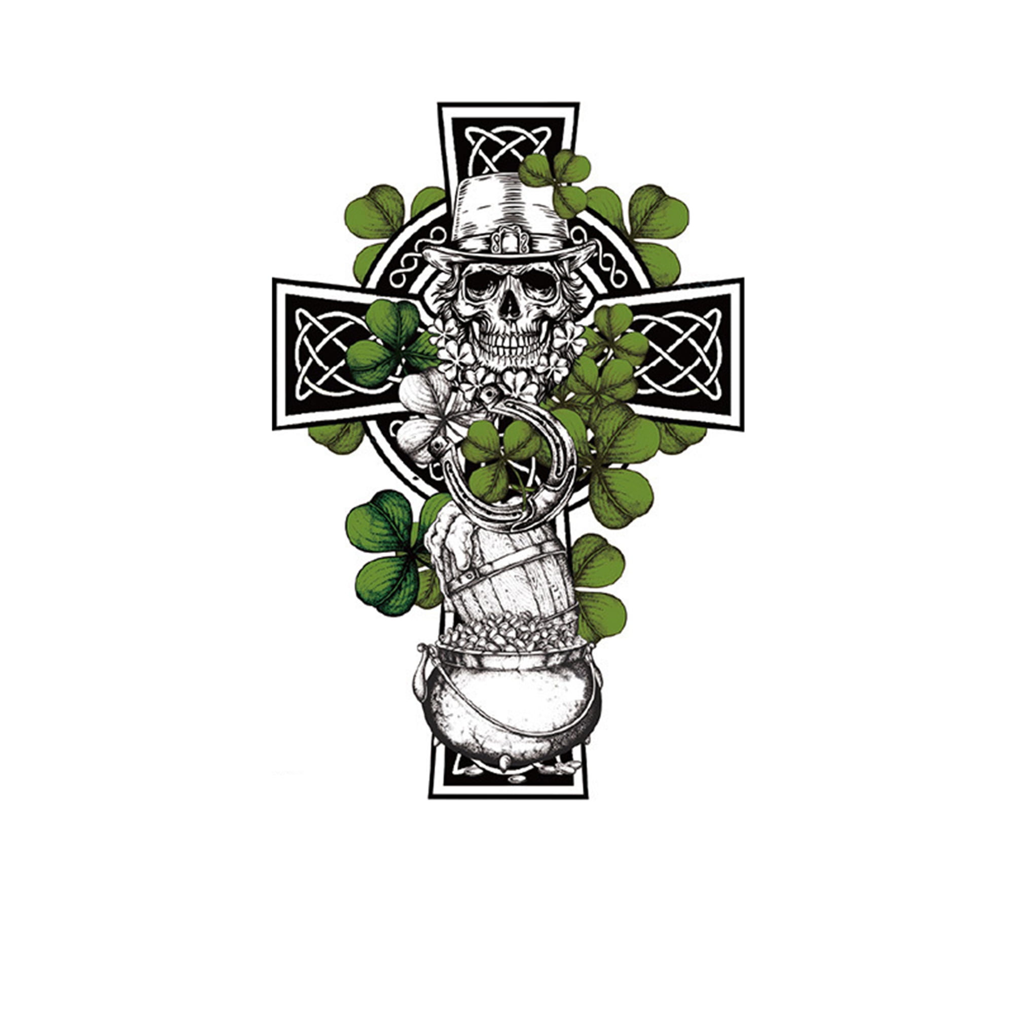 JeuaPho Irish Day Temporary Tattoos Clover Leprechaun Face Eye Tattoos ...