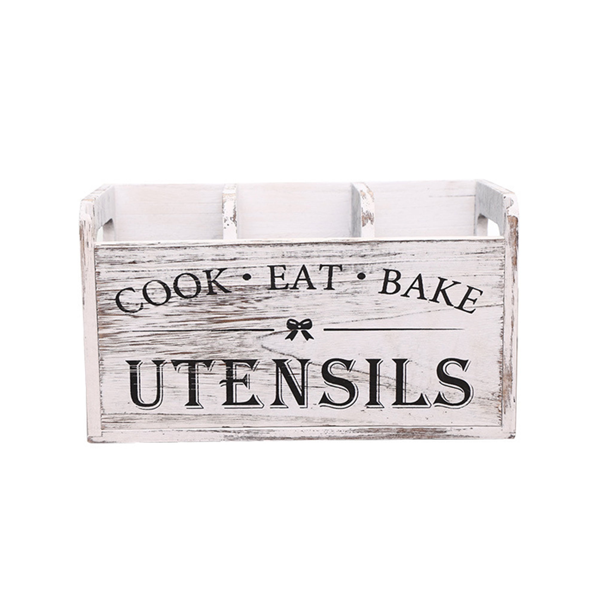 JeuaPho Wooden Kitchen Utensil Holder Distressed Letter Silverware ...