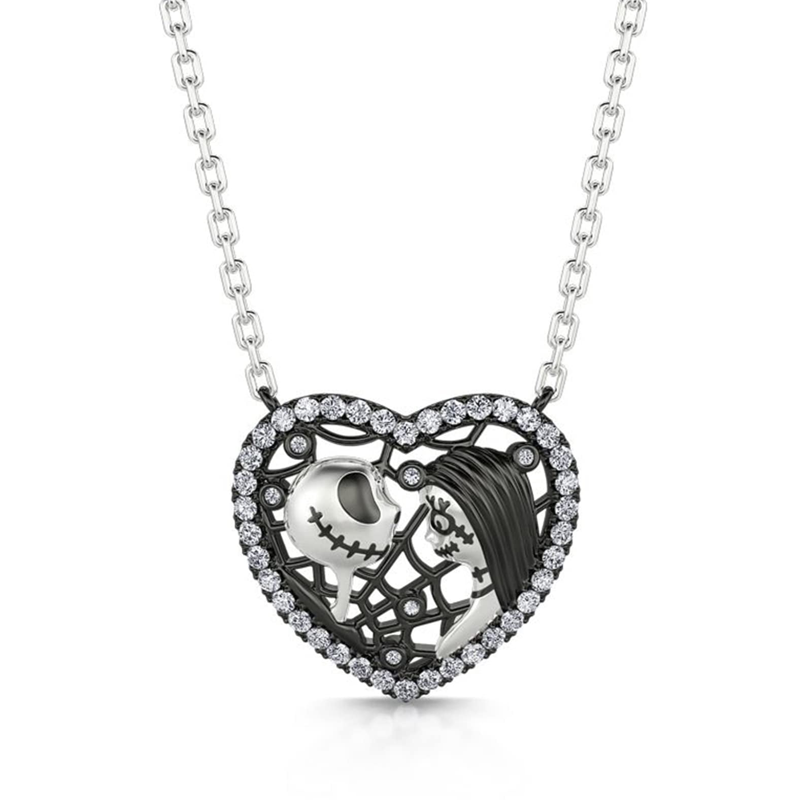 Jeulia Jack Skellington and Sally Necklace 925 Sterling Silver The ...