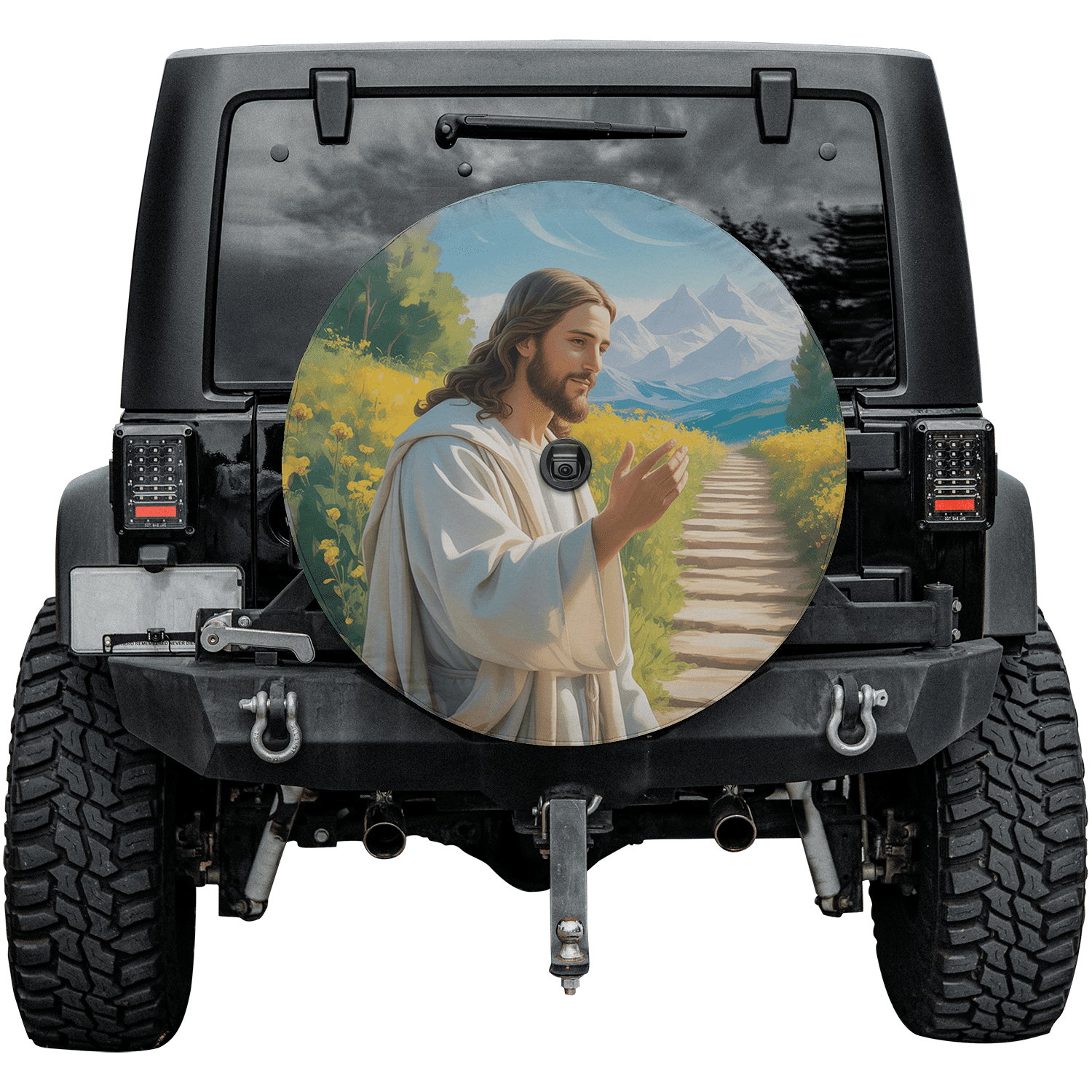 Jeus Christ Graphic Spare Tire Cover – Waterproof UV-Resistant ...