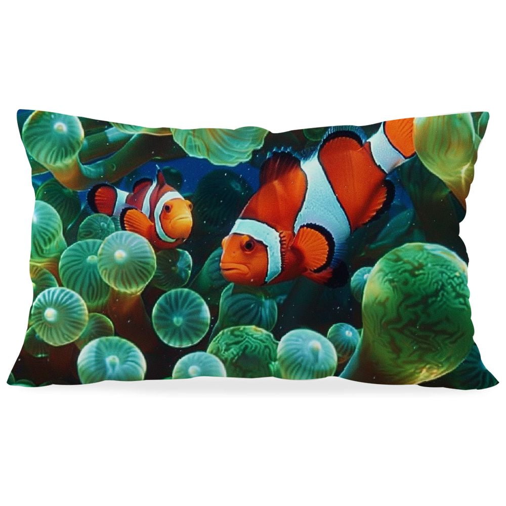 Jeuxus Clown Fish Sea White Stripe Short Plush Long Waist Pillow Cover ...