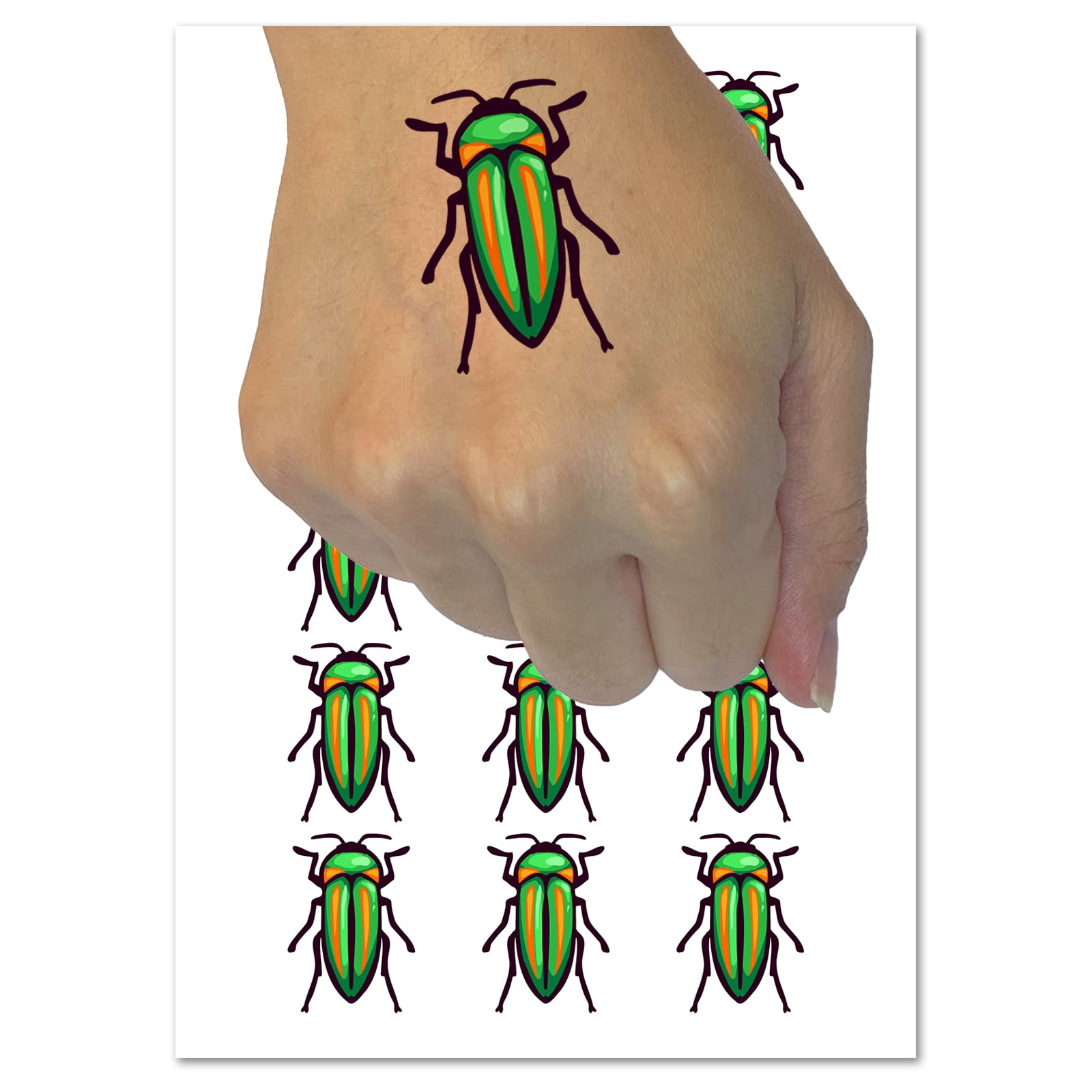 Jewel Beetle Insect Bug Water Resistant Temporary Tattoo Set Fake Body ...