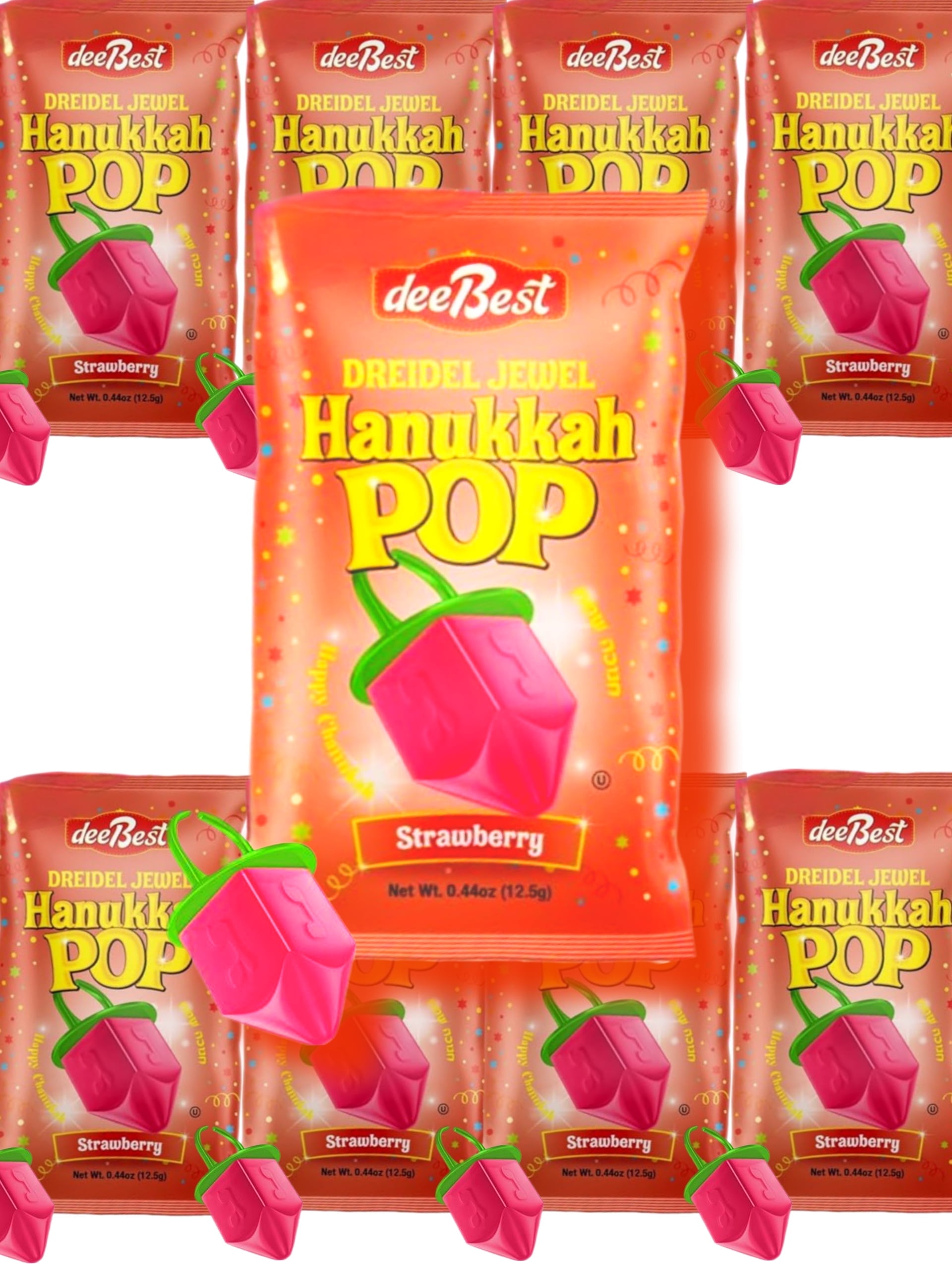 Hanukkah Dreidels Ring Pops Jewel Shape Candy, Individually Wrapped ...