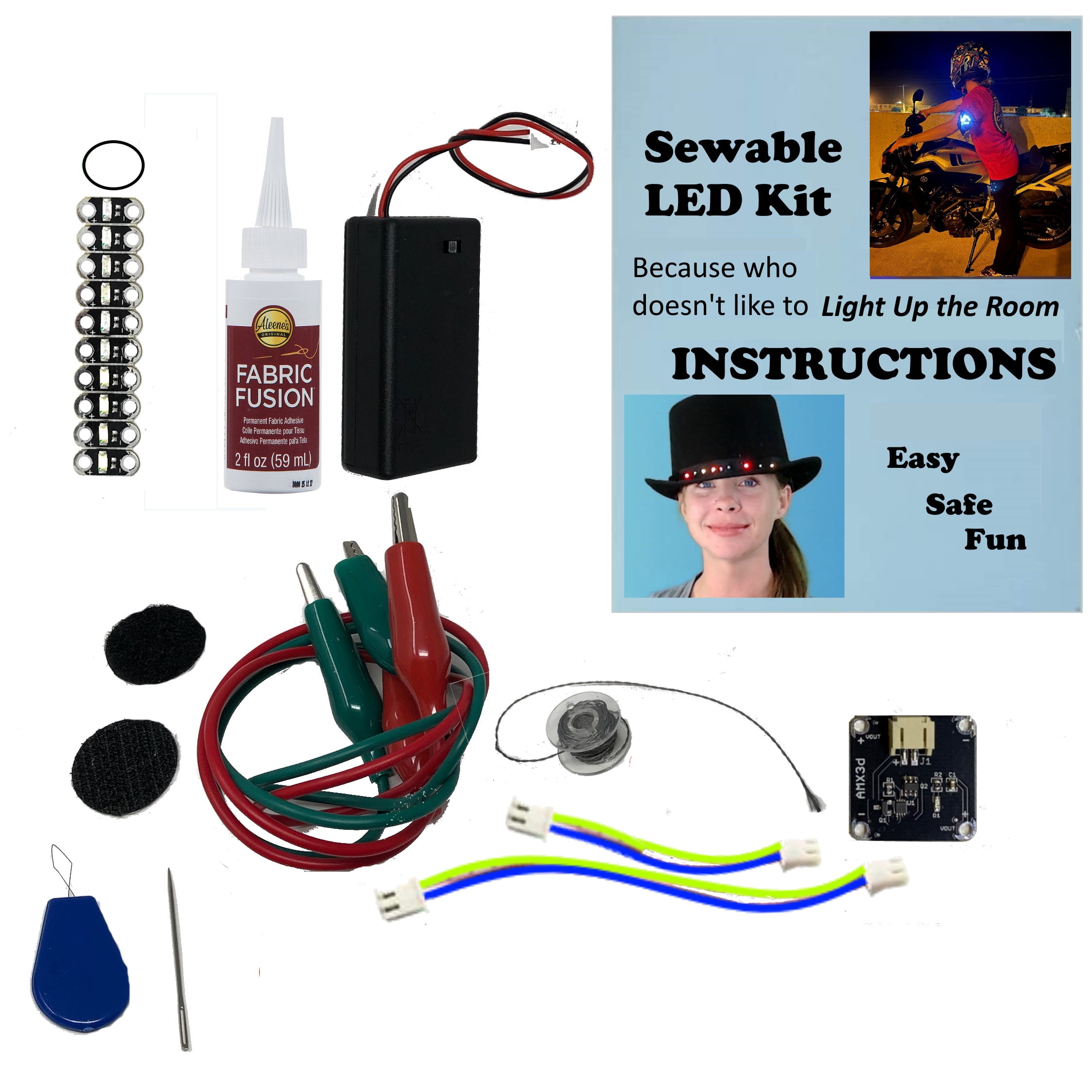 Jewel Series DIY Light Up Clothing Kit with White LEDs - Sewable LEDs ...