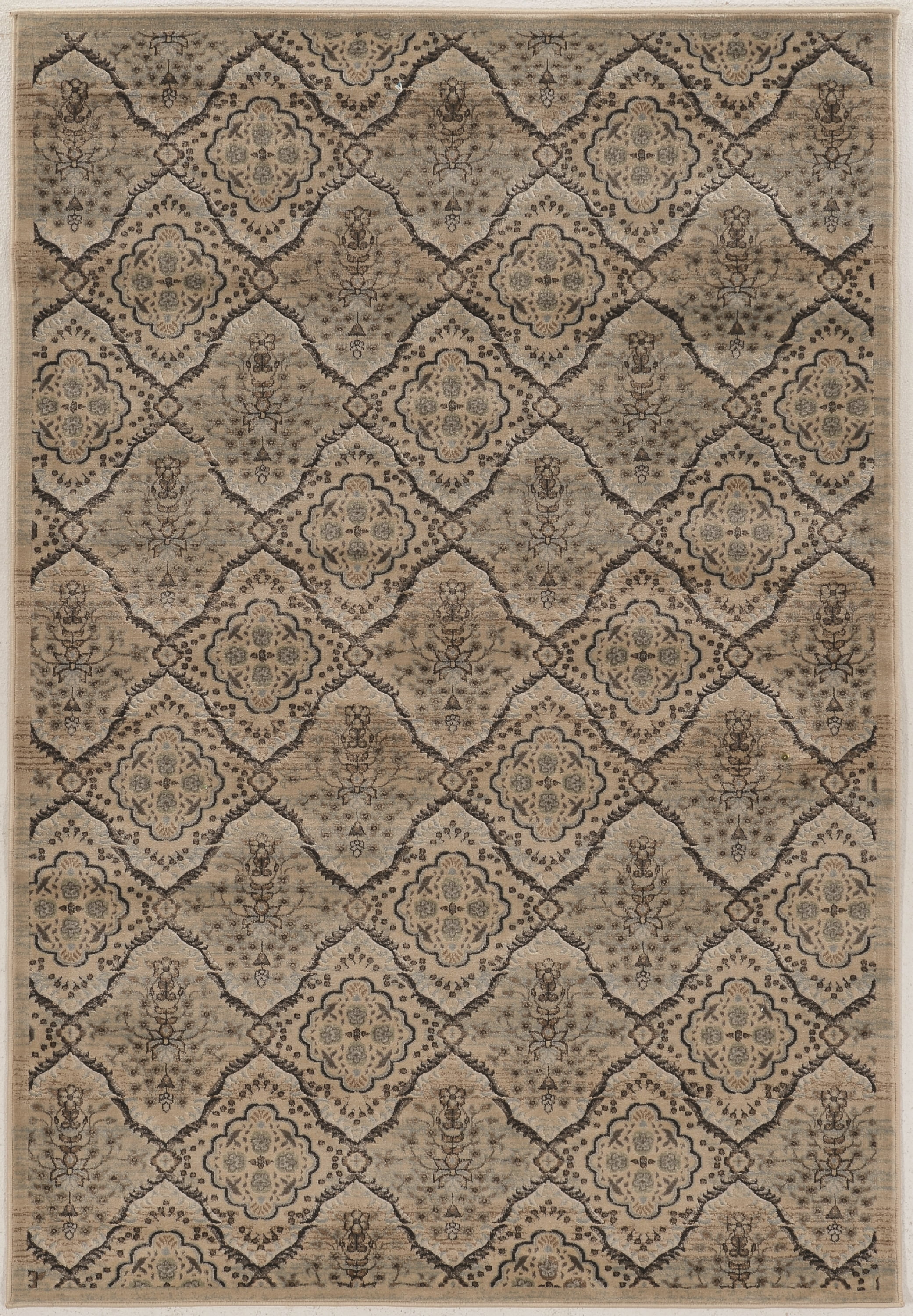 Jewel Trellis 8x10 Area Rug Beige and Blue Powerloomed Polypropylene ...
