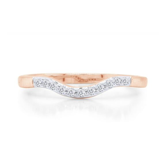 AFFY 0.06CT Natural Diamond Curved Wedding Band Ring 14k Rose Gold over ...