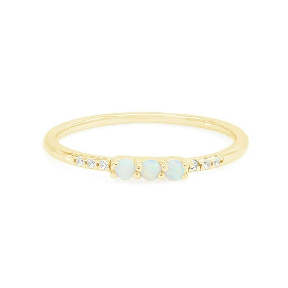 AFFY Dainty Stackable Opal Promise Band Ring in 14K Yellow Gold over ...