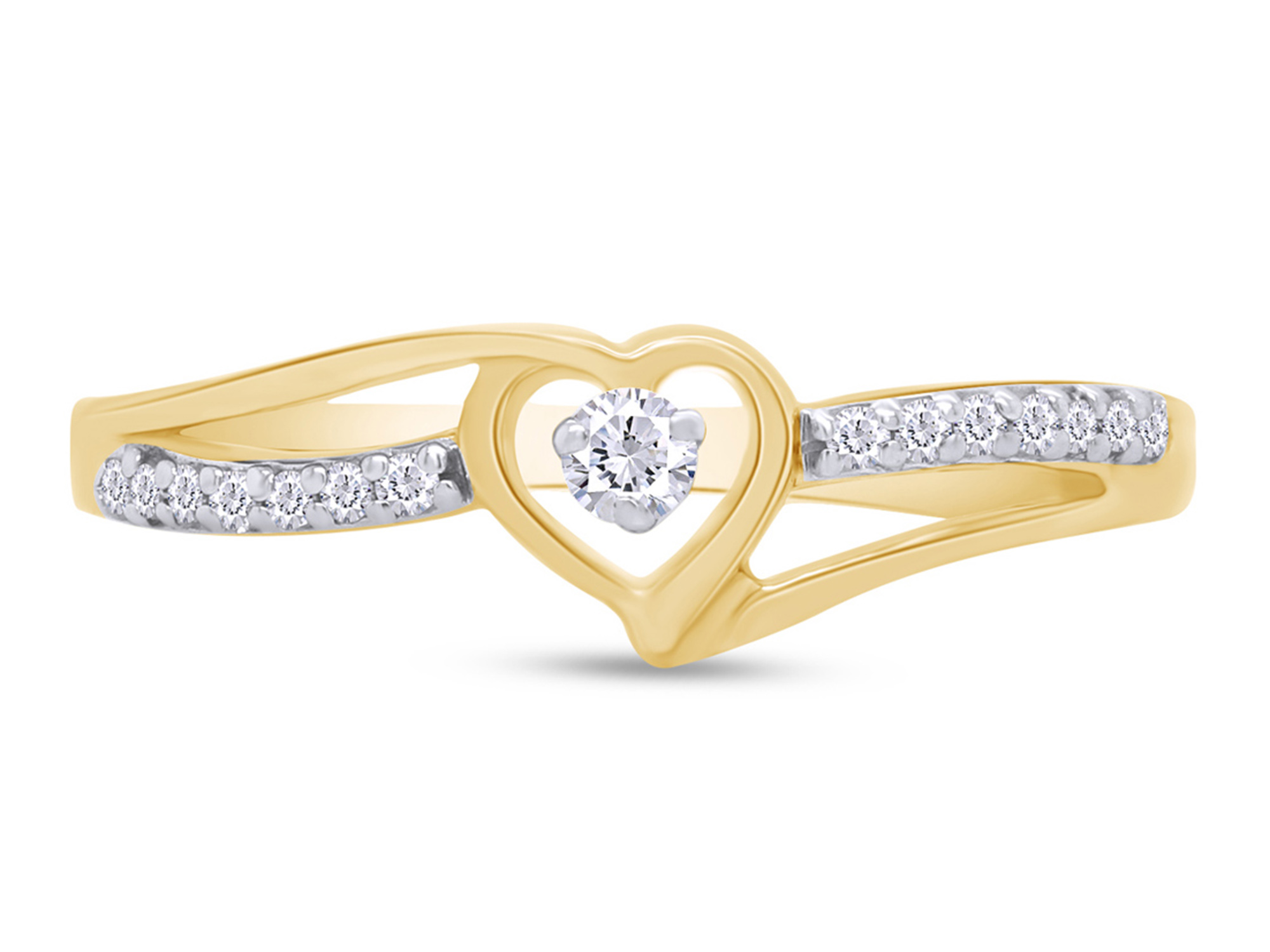 Ladies 14K Yellow Gold Heart Promise Ring - Walmart.com