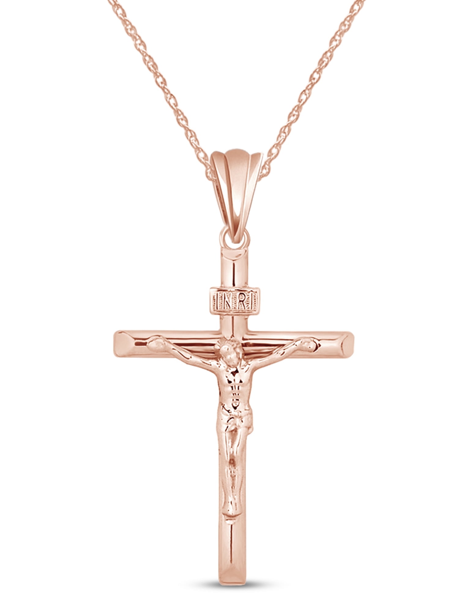 AFFY Jesus Christ INRI Crucifix Cross Pendant Necklace 14K Rose Gold ...
