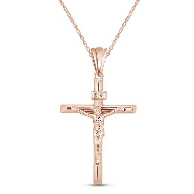 AFFY Jesus Christ INRI Crucifix Cross Pendant Necklace 14K Rose Gold ...