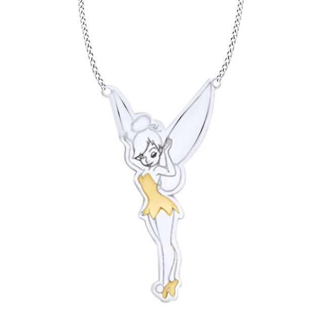 Jewel Zone US Tinker Bell 14k White Gold Over Sterling Silver Two Tone ...