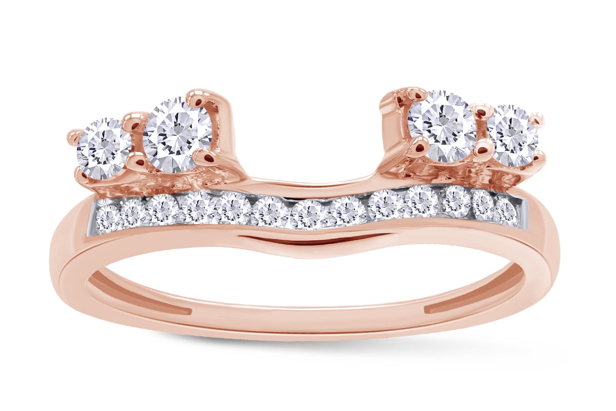 AFFY White Cubic Zirconia Solitaire Anniversary Wrap Enhancer Ring in ...