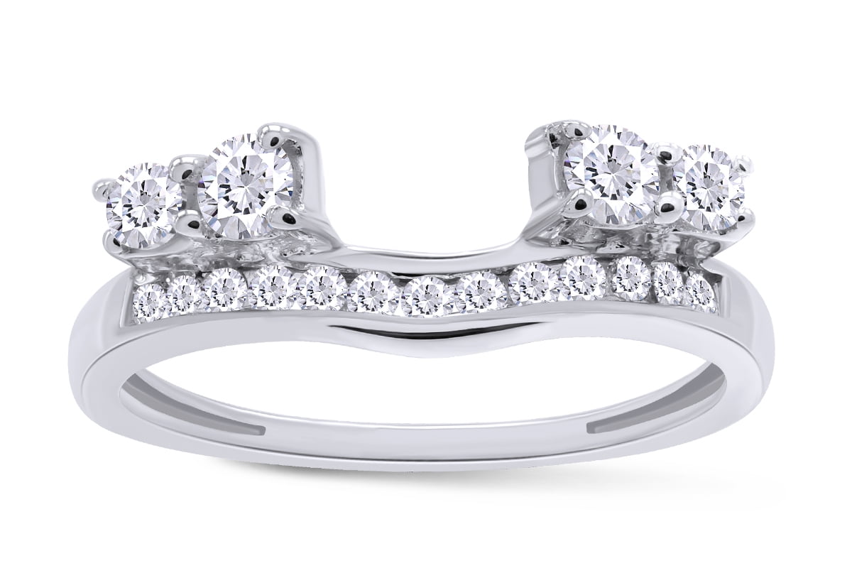 AFFY White Cubic Zirconia Solitaire Anniversary Wrap Enhancer Ring in ...