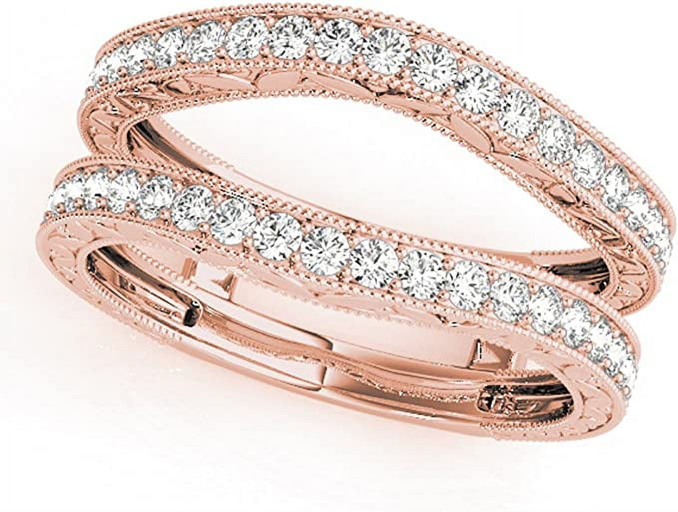 JewelMore 14K Rose Gold Ladies Diamond Ring Guard, Wrap Enhancer ...