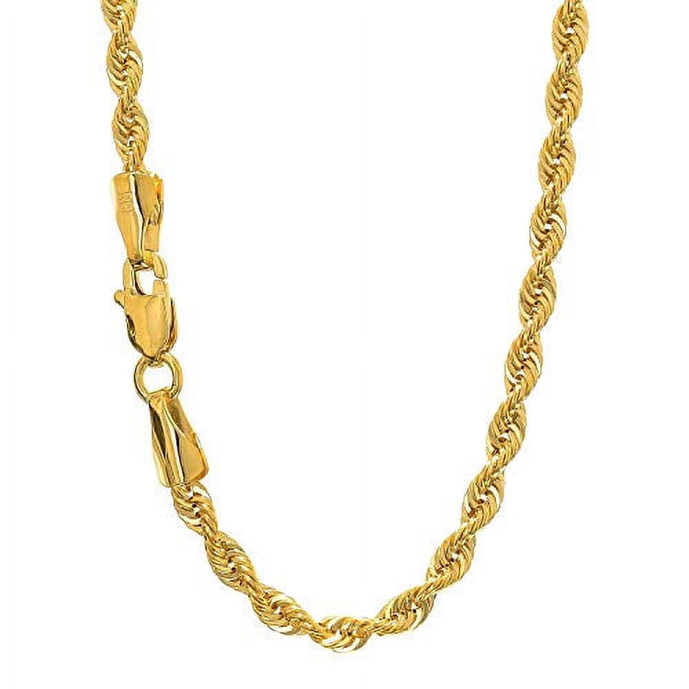 JewelStop 10K Yellow Gold 1.5mm Lite Rope Chain with Diamond Cut ...
