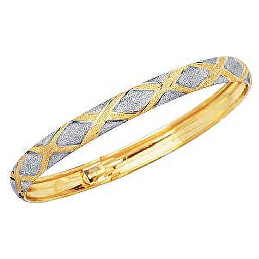JewelStop - 10K Two-Tone Gold Flex Bangle, 6mm Width, 7 Inches Long, with Everlasting Shine and ...