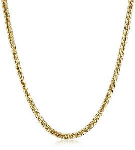 JewelStop 14Kt Soild Yellow Gold Round Wheat Chain & Neacklace 2.1mm ...