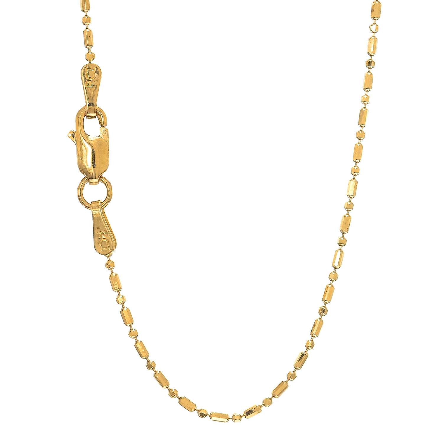 14k Solid Gold Real Metal Jewelry: 1-1.5mm Bar Bead Ball Chain Necklace ...