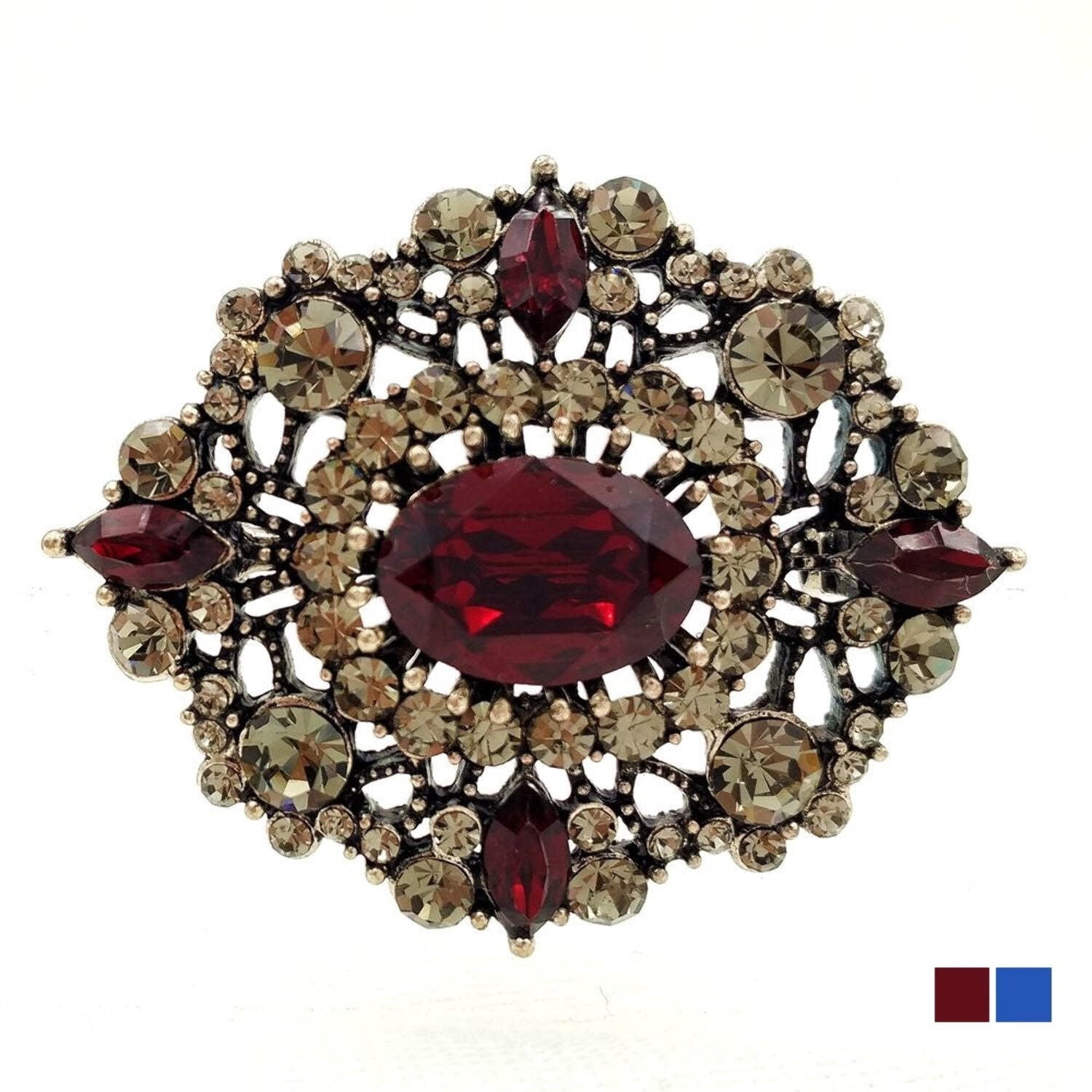 Jewelblings Victorian Vintage Opens Filigree Red Oval Brooches Gold ...