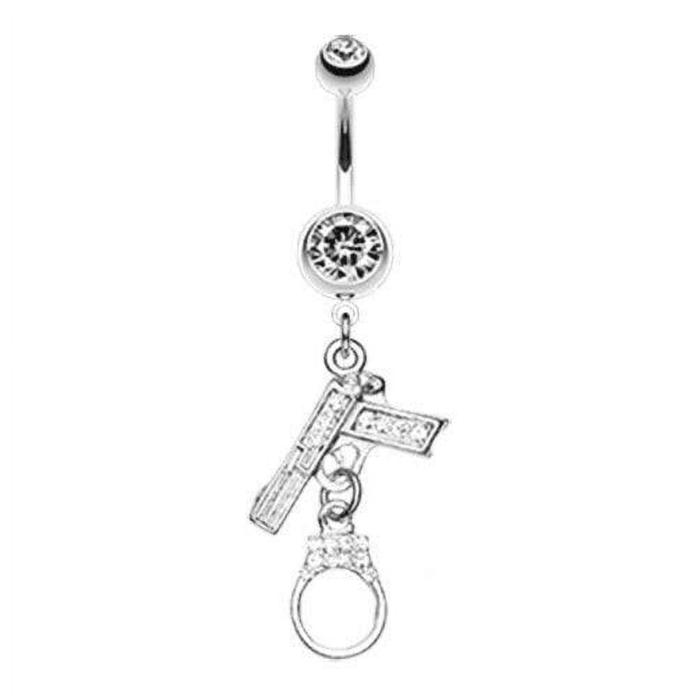Jeweled Handgun Handcuff Belly Button Ring - Walmart.com