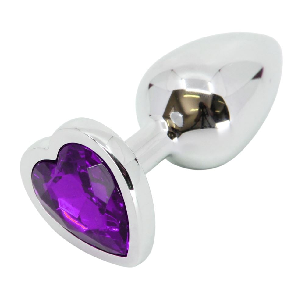 Jeweled Metal Heart Butt Plug Medium Dark Purple - Walmart.com