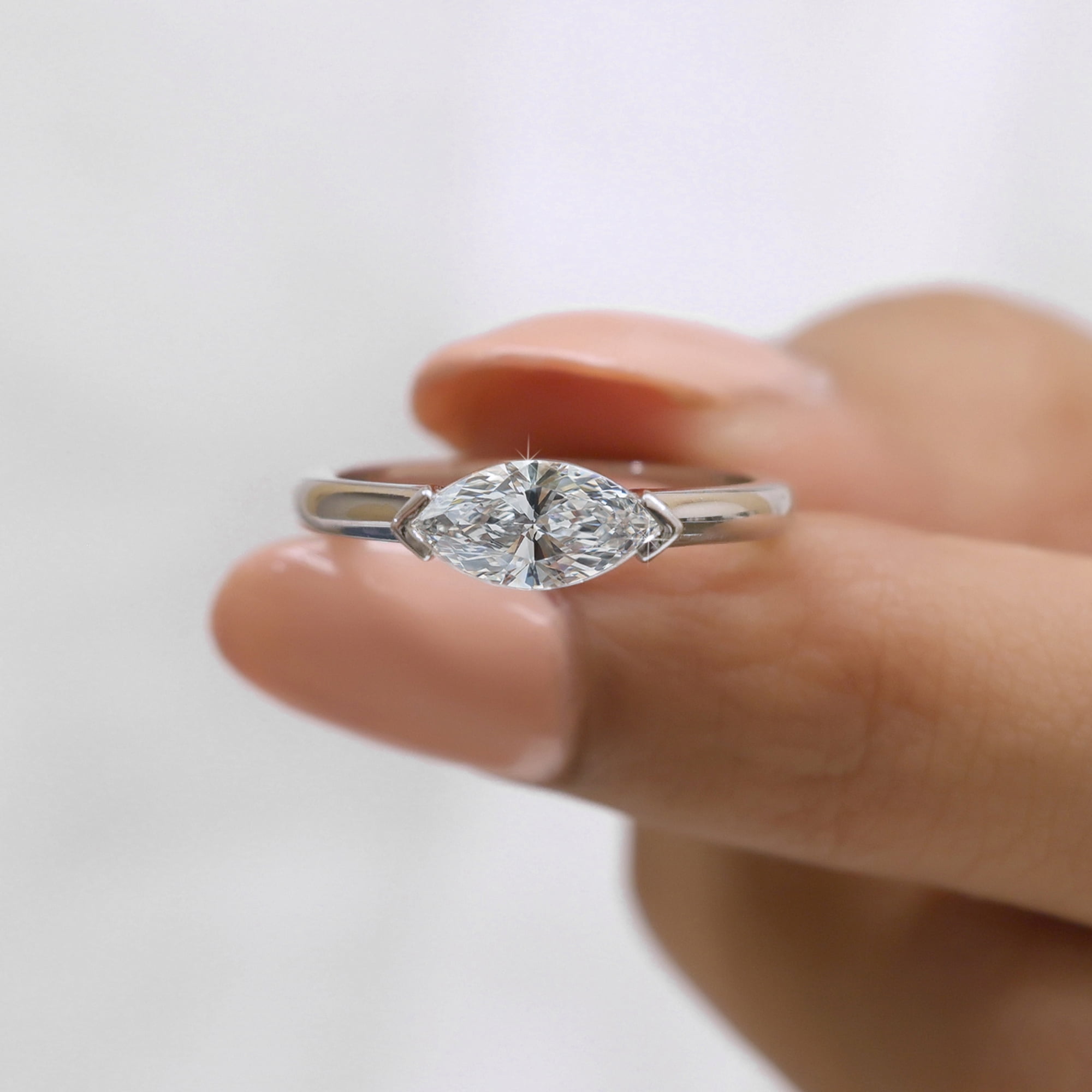 Jewelegant 1 Carat Marquise Moissanite Diamond Engagement Ring - East ...