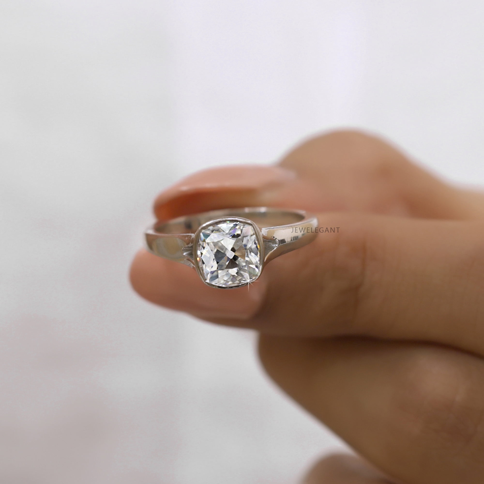 JEWELEGANT 2 Ct Cushion Moissanite Engagement Ring - Art Deco Solitaire ...