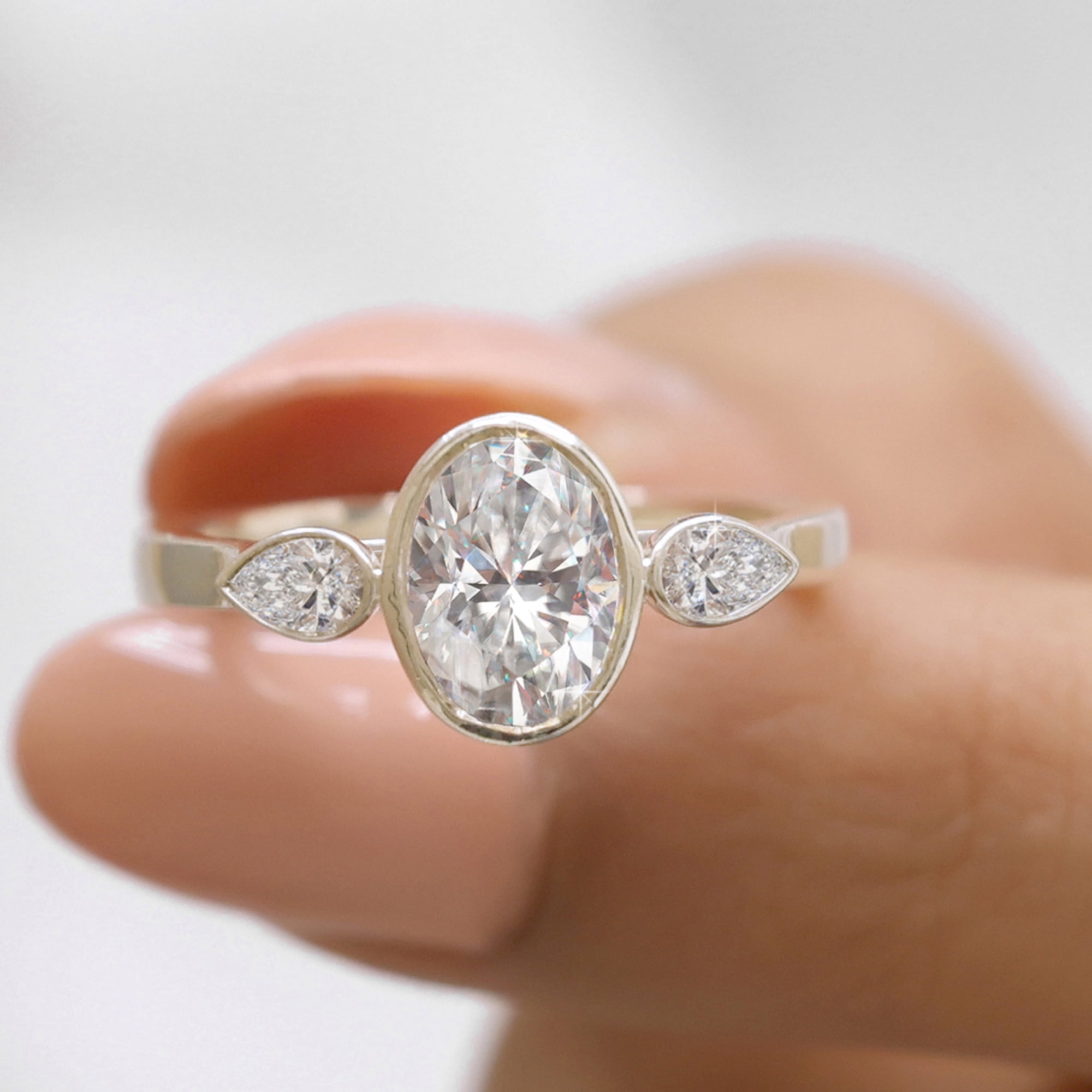 Jewelegant 2 Cttw Oval Diamond Bezel Set Engagement Ring - Oval and ...