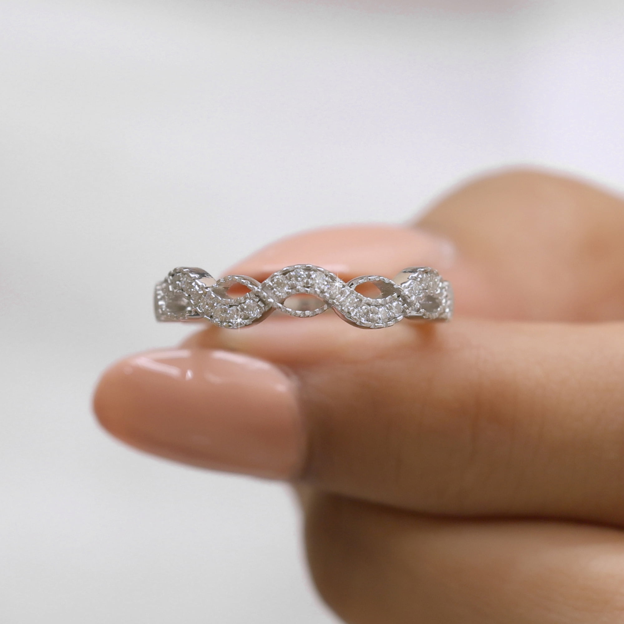 Jewelegant Vintage Wedding Band - 1.20 MM Round Moissanite Stackable ...