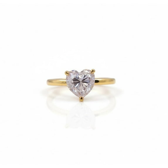 Jewelerix 1 Carat Solitaire Heart-Cut Moissanite Engagement Ring in 14K ...