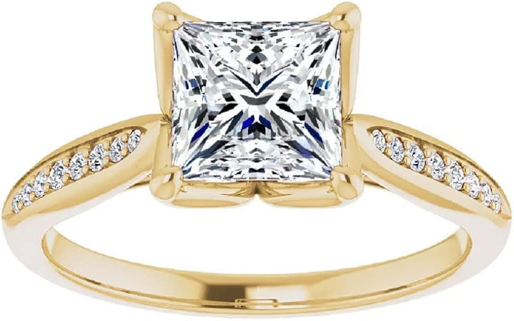 Jewelerix 10K Yellow Gold Engagement Ring 1.5 CT Princess Cut ...