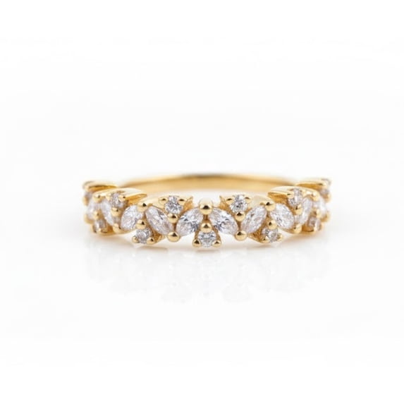 Jewelerix 10K Yellow Gold Vermeil Moissanite Marquise & Round Cut Ring ...