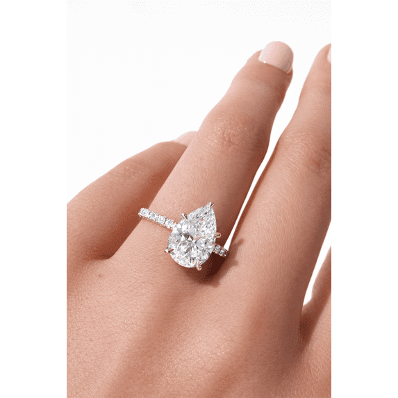 Jewelerix 14K White Gold Pear Shaped Moissanite Engagement Ring with ...