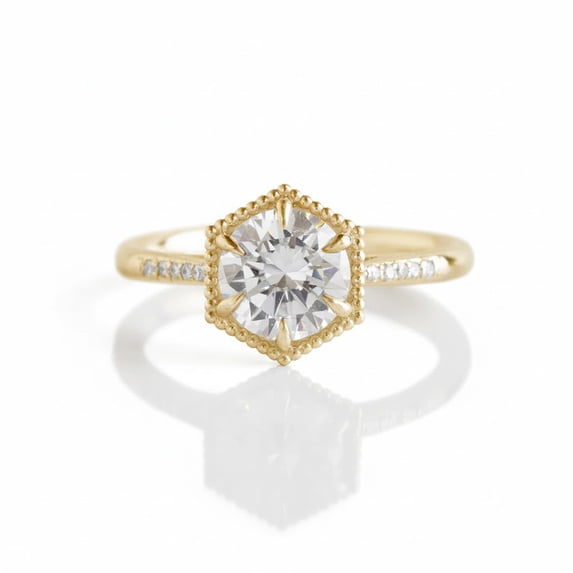 Jewelerix 14K White/Yellow Gold Vermeil Proposal Ring Unique Moissanite ...