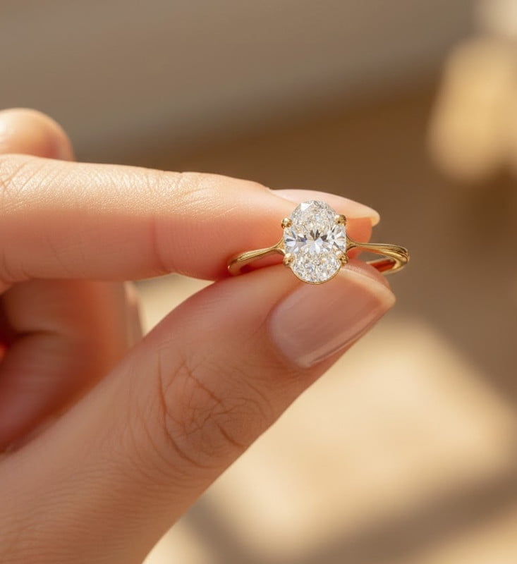 Jewelerix 14K Yellow Gold Vermeil Wedding Promise Ring Oval Shape ...