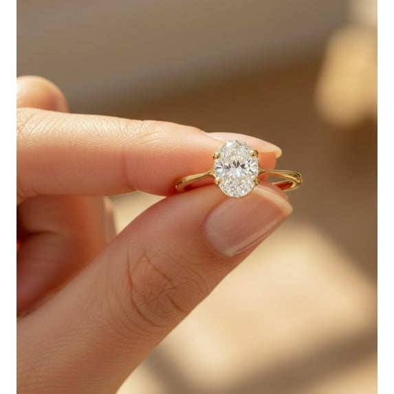 Jewelerix 14K Yellow Gold Vermeil Wedding Promise Ring Oval Shape ...