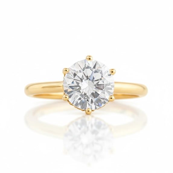Jewelerix 6 Prongs 14K White/Yellow Gold Vermeil Wedding Ring Round Cut ...