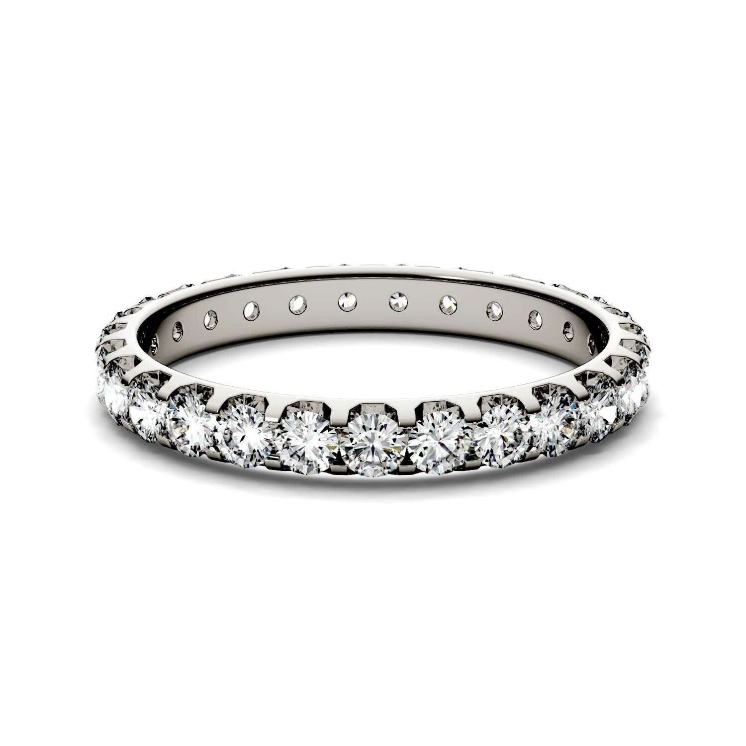 Jewelerix 925 Silver Round Cut Ring Full Eternity Band Moissanite ...